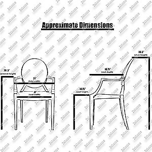 2xhome Set of Two (2) Clear - Louis Style Ghost Armchair Dining Room Chair - Lounge Arm Arms Armed Chairs Armchairs Accent Seat Higher Fine Modern Mid Century Designer