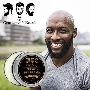 The Gentlemen's Premium Beard Balm - Fragrance Free - Leave-in Conditioner & Softener - All Natural - Styles, Strengthens, Thickens & Softens Promoting Healthier Beard & Mustache Growth