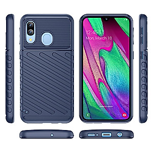 DFTCVBN Phone Case for Galaxy A40 Case, Samsung A40 SM-A405F Case with Screen Protector, Military Grade Shockproof Rugged Shield Anti-Scratch Soft TPU Back Cover Cases for Samsung Galaxy A40 blue