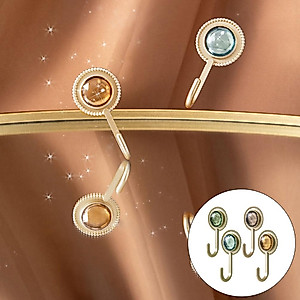 Luxshiny Heavy Duty Adhesive Hooks, 4pcs Jeweled Wall Mount Hangers Hanging Coat Hooks Decorative Towel Hangers for Kitchen Bathroom