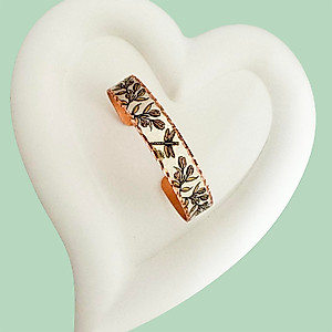 FRONT LINE JEWELRY Women's Dragonfly Bracelets Cuff Handcrafted in Classic Earth-tones Copper & Silver Water Lilies Open-Ended Copper Cuff, Dragonfly Jewelry, Gifts for Dragonfly Lovers