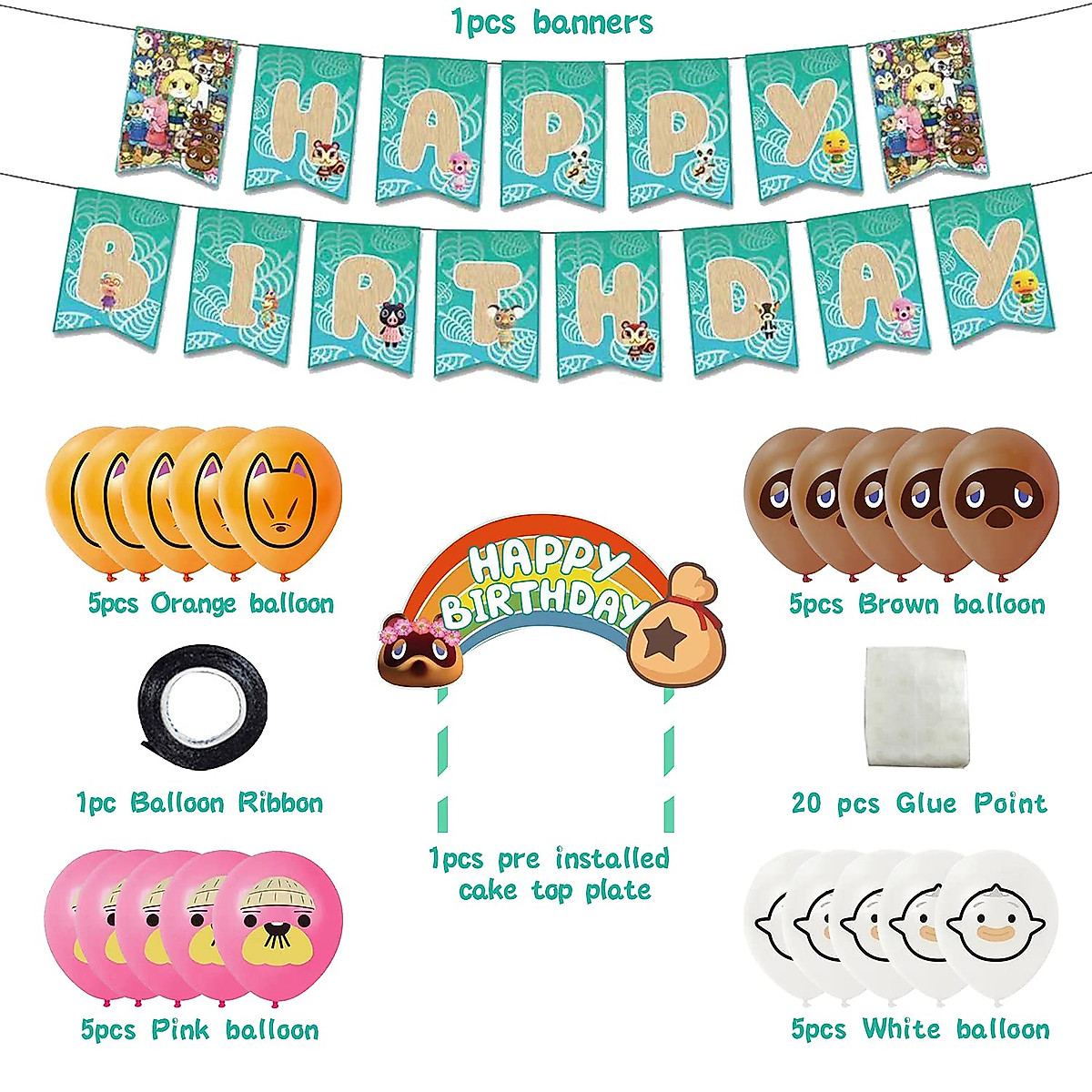 Heidaman Animal Crossing Birthday Party Supplies Animal Crossing Birthday Decorations Include Animal Crossing Banner Balloons Cake Toppers