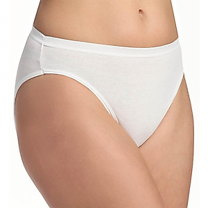 Fruit of the Loom Women's 3 Pack Cotton Hi-Cut Brief Panty, White, 6