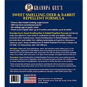 Grandpa Gus's Deer & Rabbit Repellent Ready-to-Use Spray, Protects Garden & Yard, Sweet Smelling Formula with Natural Essential Oils, Weather-Resistant Stink-Free Long-Lasting Scent (32oz)