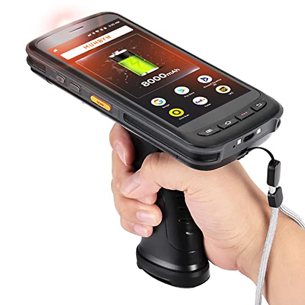 MUNBYN 2023 New Android Scanner Android 11 Barcode Scanner Handheld Mobile Computer 1D/2D QR PDF17 Zebra Scanner, IP65 8000mAh Pistol Grip Inventory Scanner, 5.2'' Screen 4G Wi-Fi GMS Data Collector