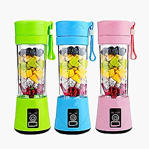 Generic 380ml Portable Mini Blender, Blue, 13 OZ for Travel Blender On the Go/ 2000mAh, USB Rechargeable Home/Office/Outdoor with Six Blades in 3D