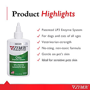PET KING BRANDS Zymox Otic Enzymatic Solution for Dogs and Cats to Soothe Ear Infections Without Hydrocortisone for Itch Relief, 4oz