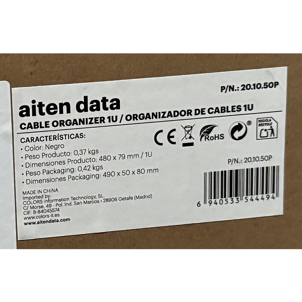 AITEN DATA Acc Wardrobe Guide 1U Plastic Wire 5 Rings Without Lid