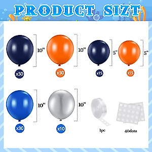 133 Pcs Space Balloons, Royal Navy Blue Orange Metallic Silver Latex Balloons, Outer Space Party Favors 5 10 Inch Balloon Arch Garland Kit Kids Outer Space Birthday Party Supplies