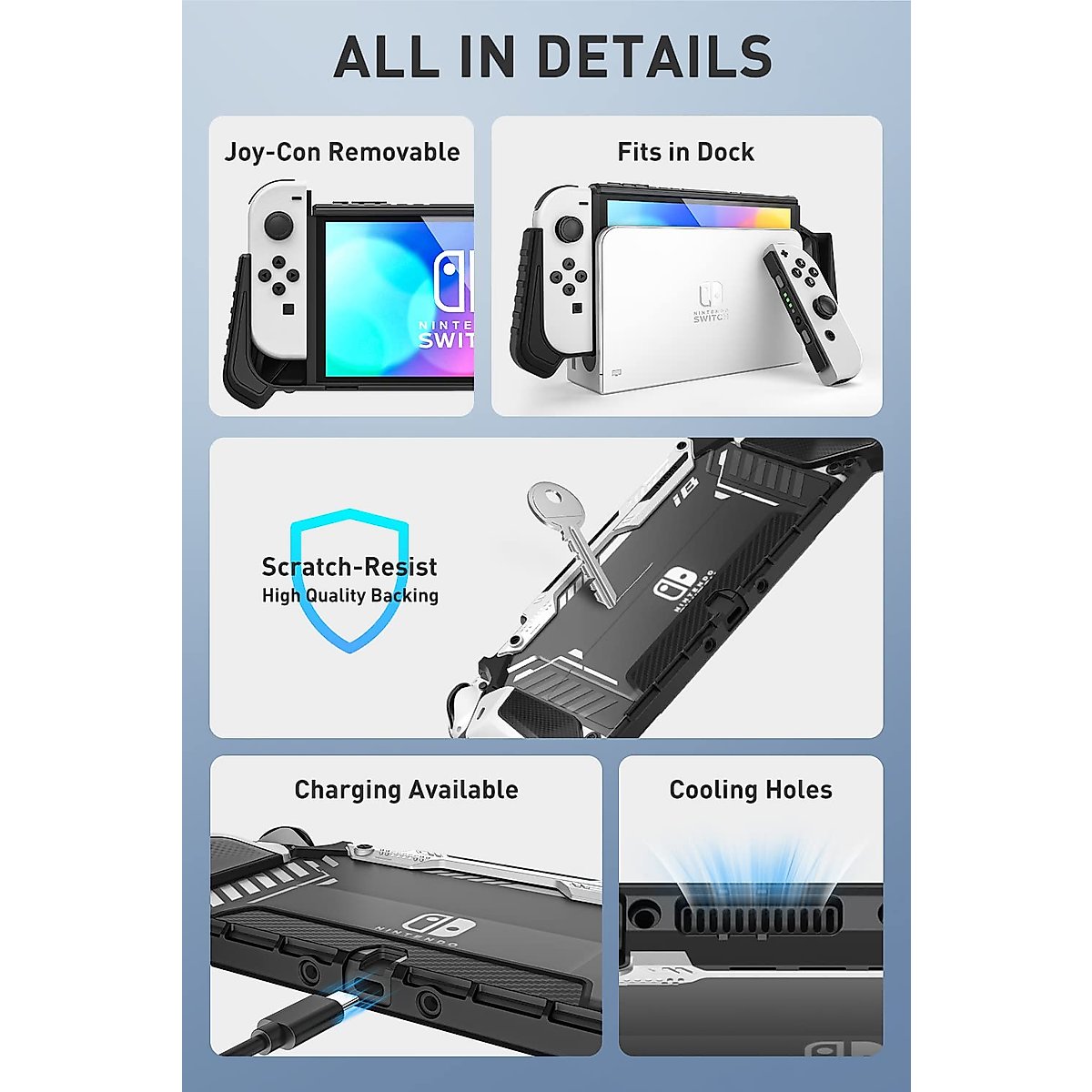 i-Blason Armorbox for Nintendo Switch OLED Case 2021 Dockable Comfortable Grip Protective Anti-Scratch Case Compatible with Nintendo Switch OLED Model and Joy-Con Controller (White)