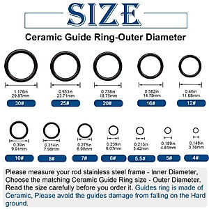 Dovesun Fishing Rod Repair Kit 60PCS Fishing Rod Guide Repair Kit Rod Ceramic Guides Ring 12 Mixed Sizes 60PCS