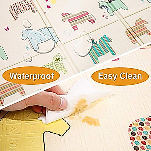 Foam Crawling Mat Baby Folding Play Mat Kids Reversible Extra Large Non Toxic Waterproof Infants Rug Toddler for Picnic Outdoor Playroom