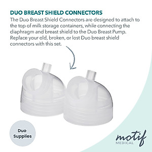 Motif Duo Breastshield Connectors, Replacement Parts for Breast Pump, Attaches to Motif Milk Collection Containers