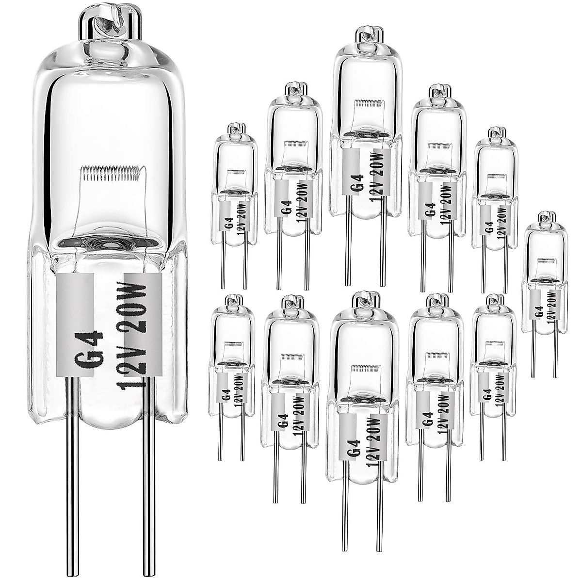 EKSAVE Halogen Bulbs G4 20W 12V T3 JC Type 2 Pin Base Replacement for Landscape Under Cabinet Puck Light Track Lighting Dimmable(12 Pack)