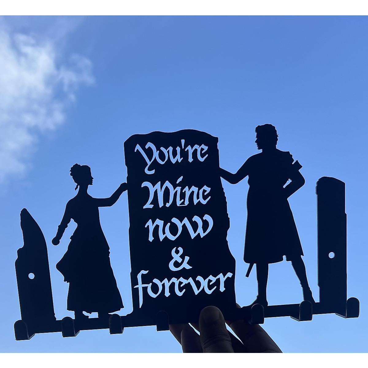 HeavenlyKraft Decorative Metal Key Hooks for Wall, Couple Theme Key Holder, Couple Goal Gifts, Couple Quotes Metal Key Holders Wall Decorative for Home Office Living Room (Black) 8 Hooks