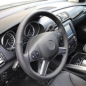 CarXs Hand Sewing Leather Black Car Steering Wheel Cover,Fit for Mercedes Benz R320 R400 R350 GL450 ML350 Car Accessories
