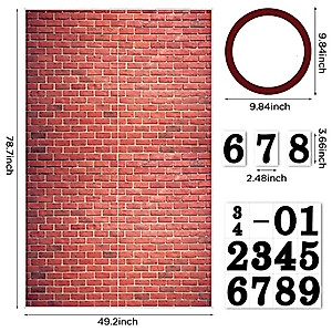 Brick Wall Party Backdrop, Red Brick Wall Backdrop for Magical Wizard Wall Decoration, Kids Birthday Wizard School Party Supplies, Halloween Door Curtains Decoration (Red)