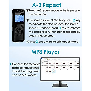 64GB Digital Voice Recorder, Wevoor Voice Activated Recorder with 560mAh Large Capacity Battery, Professional Recording Device with Playback, Password, Timed recording, Repeat, Variable Speed Playback