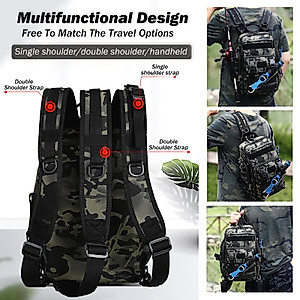 JoyFishing Fishing Tackle Backpack,Single/double shoulder Fishing Backpack with Rod Holder,Waterproof Large Tackle Gear Bag Storage, Fishing Tackle Bag for Fishing,Camping,Hiking (Khaki)