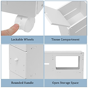 ILWorkTLs Toilet Slim Bathroom Storage Cabinet, Narrow Cabinet with Drawer and Wheel,2 Drawers Toilet Slim Floor Cabinet for Bathroom,White
