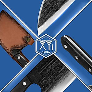 XYJ Full Tang Forged Serbian Chef Knife Camping Boning Knives High Carbon Steel Butcher Cooking Knife With Leather Knives Sleeves