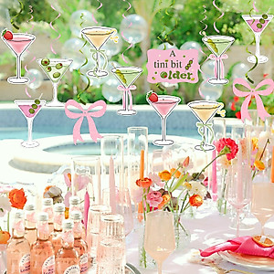 A Tiny Bit Older Birthday Party Hanigng Swirl Decorations, Martini Bow Party Decor, Tini Bar Party Ceiling Streamers for Girls Martini Birthday Party, Martini Bachelorette Bridal Shower Party Supplies