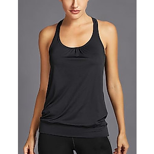 SYROKAN Women's Active Racerback Athletic Sports T-Shirt Long Yoga Crop Tank Top Black X-Large