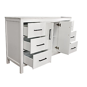 Kitchen Bath Collection Copenhagen 60-inch Single Bathroom Vanity (Engineered Marble/White): Includes White Cabinet with Engineered Marble Countertop and White Ceramic Sink