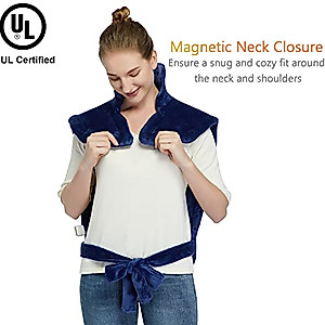 CAROMIO Heating Pad for Neck and Shoulders Back Pain Relief, Electric Weighted Heating Pads with Auto Shut Off Large, Full Body Back Heat Pad Fast Heating, 4 Temperature Settings (Navy Blue, 33"x22")