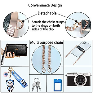 Universal Cell Phone Lanyard Holder, BERITNI Metal Crossbody Phone Chain with Clip Detachable Phone Tether Safety Strap Women Girls Compatible with iPhone 14 13, Most Smartphones, Black + Rose Gold