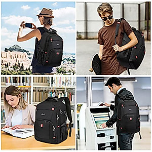 17.3 inch Laptop Backpack,Extra Large Backpack Bookbag Computer Rucksack with USB Charging Port,Water Resistant Sturdy Backpack for College School Travel,Men Women Casual Daypack,Black