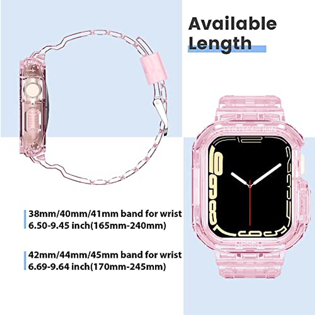 Tensea for Apple Watch Band 38mm 40mm 41mm 42mm 44mm 45mm for Women Men, iWatch Band with Protective Bumper Case, Cute Soft Sport Strap, Cool Wristband Accessories for SE2 Series 8 7 SE 6 5 4 3 2 1