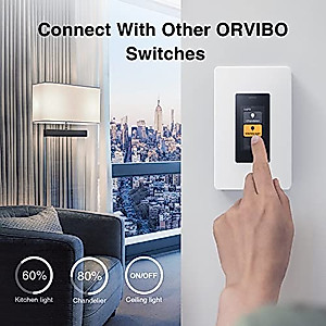ORVIBO Matter Smart Touchscreen Dimmer Switch, 2.4GHz WiFi Dimmer Light Switch with Home Talk | Voice Control | Works with Alexa & Google Home | Timer & Schedule | Single Pole | Neutral Wire Required