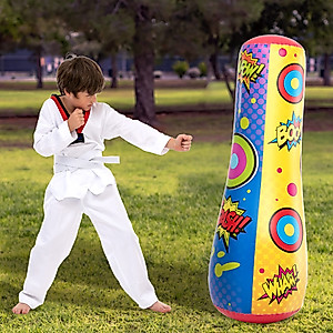 JOYIN Punching Bag for Kids, 47 Inches Kids Double-Sided Inflatable Punching Bag with Bounce-Back Action(1 Pack)