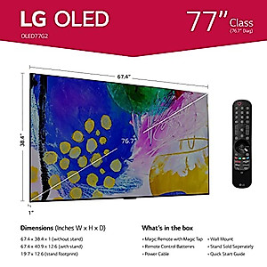 LG OLED Evo G2 Series 77” Alexa Built-in 4k Smart TV (3840 x 2160), 120Hz Refresh Rate, AI-Powered 4K, Dolby Cinema, WiSA Ready, Cloud Gaming (OLED77G2PUA, 2022)