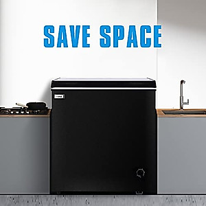 5.0 Cu. Ft Deep Freezer WANAI Chest Freezer Small Freezers with Storage Basket Top Open Door Mini Compact Freezer 7 Temperature Control for Home Garage Apartment Kitchen Office Black