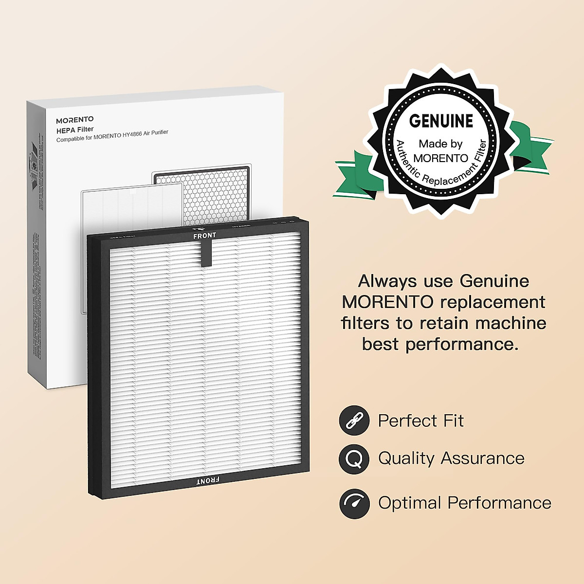 MORENTO Smart Air Purifier HY4866-WF Bundle with Original Version Replacement Filter 4 Pack