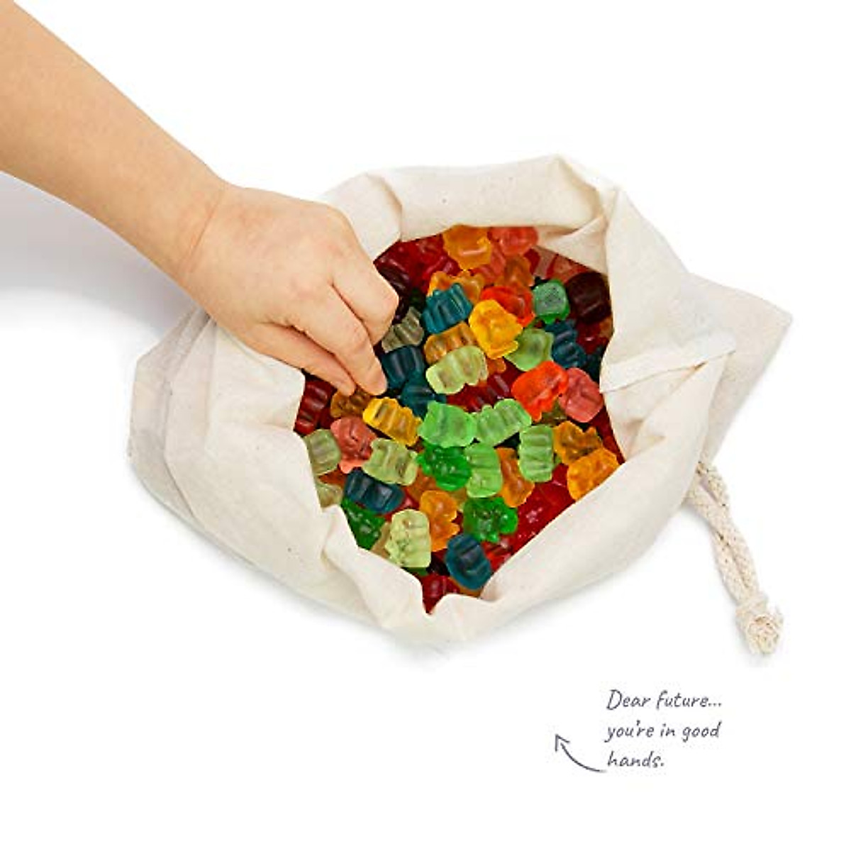 Organic Cotton Shopping Bags - Washable and Strong- Set of 8 - Food Storage and Produce Bags