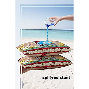 Lumbar Pillow Covers 12 x 20 Inches, Ladybug Gnome Waterproof Pillow Protector Set of 2 Throw Pillowcases Cover, Summer Spring Flroal Wood Board Rectangle Cushion Covers for Patio/Tent/Couch/Garden