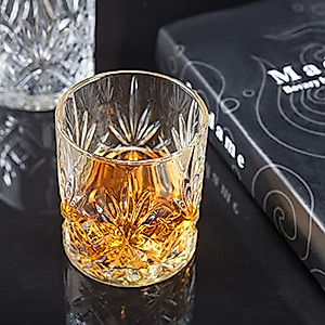 KANARS Whiskey Glasses Set of 4, 10 Oz Old Fashioned Bourbon Glass for Men Dad, Rocks Barware Lowball Tumblers for Scotch, Malt, Vodka, Cocktail and Irish Whisky Drinking
