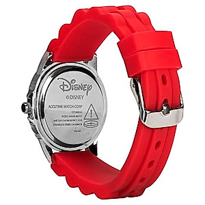 Disney Pixar Cars Kids' Time-Teaching Watch – Lightning McQueen Design with Red Silicone Strap, Easy-to-Read Dial, and Adjustable Fit for Wrists 5.5" to 8"