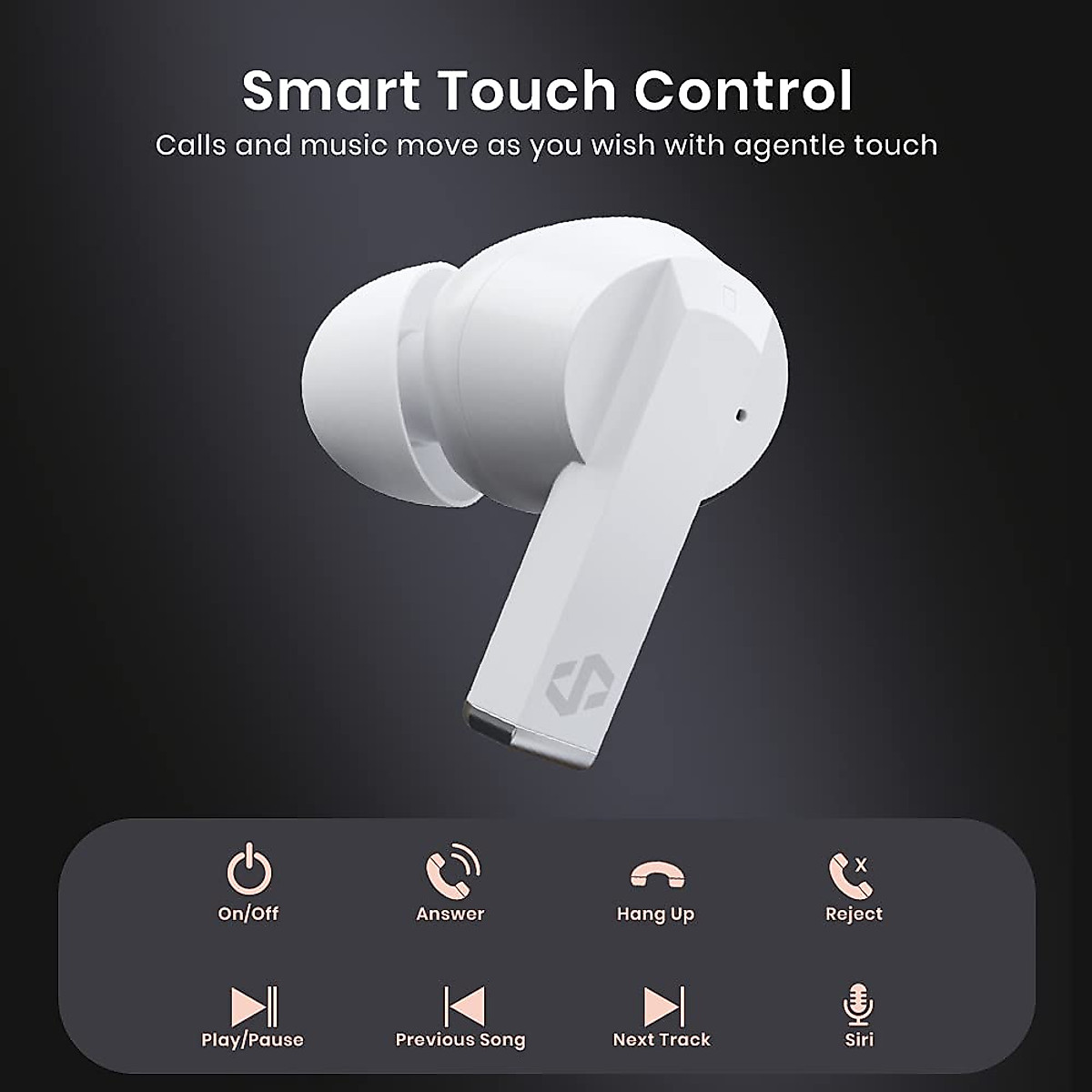 dyplay Wireless Earbuds Bluetooth 5.0 with Qi Wireless Charging Case Touch Control in Ear Waterproof TWS Stereo Headphones with Mic and Deep Bass Sound Headsets for Music/Work/Travel