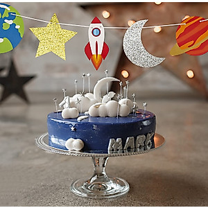 Outer Space Garland,Space Birthday Decorations,Planet Theme Banner,Outer Space Wall Decor,Space Baby Shower Decorations,Planets Rocket Astronaut Star (12 pcs )