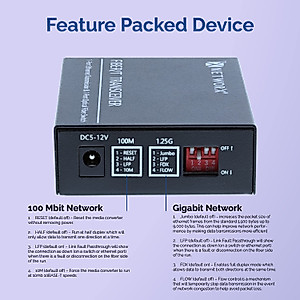 Networx® Gigabit Ethernet Fiber Media Converter - UTP to 1000Base-LX - ST Singlemode, ...