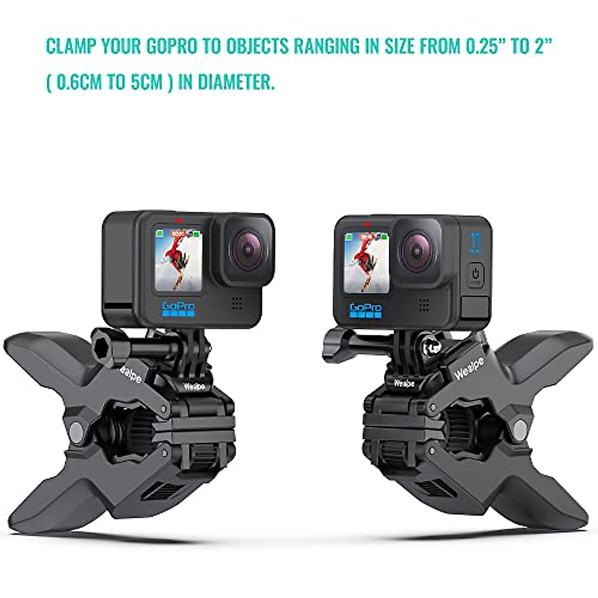 Wealpe Jaws Clamp Mount Flex Gooseneck Mount Compatible with GoPro Hero 11, 10, 9, 8, 7, Max, Fusion, Hero (2018), 6, 5, 4, Session, 3+, 3, 2, 1, DJI Osmo, Xiaomi Yi Cameras