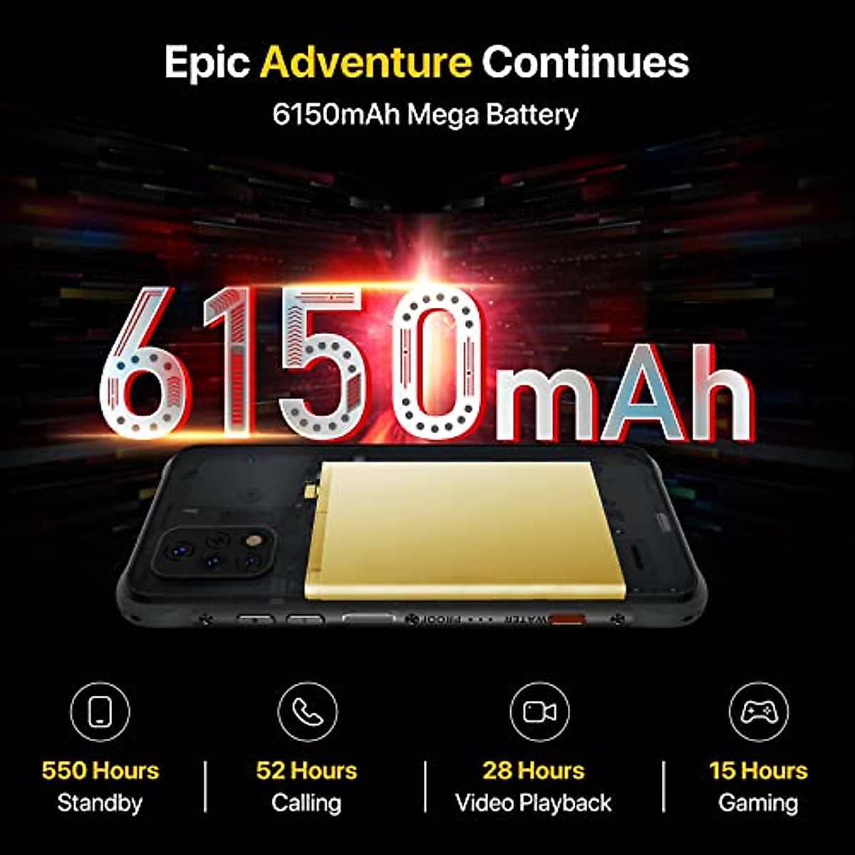 UMIDIGI Bison X10G Rugged Smartphone, NFC, T-Mobile, 4+64G, Rugged Cell Phone Unlocked, IP68/IP69K Waterproof, Android 11, 6.53" FHD Screen, 6150mAh Battery, 4G Dual SIM