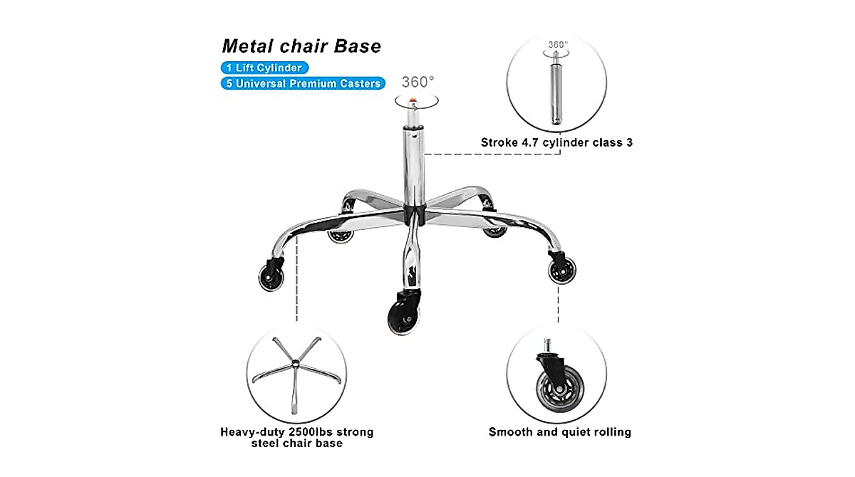 Heavy Duty 28" Metal Office Chair Base Replacement Kit