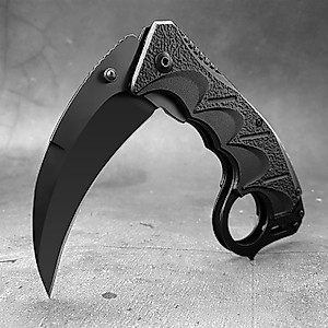 MADSABRE Claw Knife Cool Pocket Knife for Men - 8.5 Inch Large Camping Folding Knives with Clip Hunting Hiking Survival EDC Foldable Knife (Black)