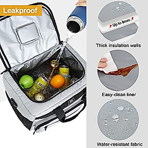 MIER 30L Extra Large Soft Cooler Bag with Bottle Opener for Camping Beach BBQ Grocery Golf Leakproof Picnic Lunch Bag, Collapsible, Top Flip Lid, 45Can (Grey)