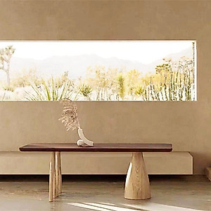 SUSUO 63" L x 27.6" W Rectangle Modern Dining Table Solid Wood Leisure Coffee Table with Double Pedestal Base, Walnut Dining Table Wood Furniture for Home and Kitchen